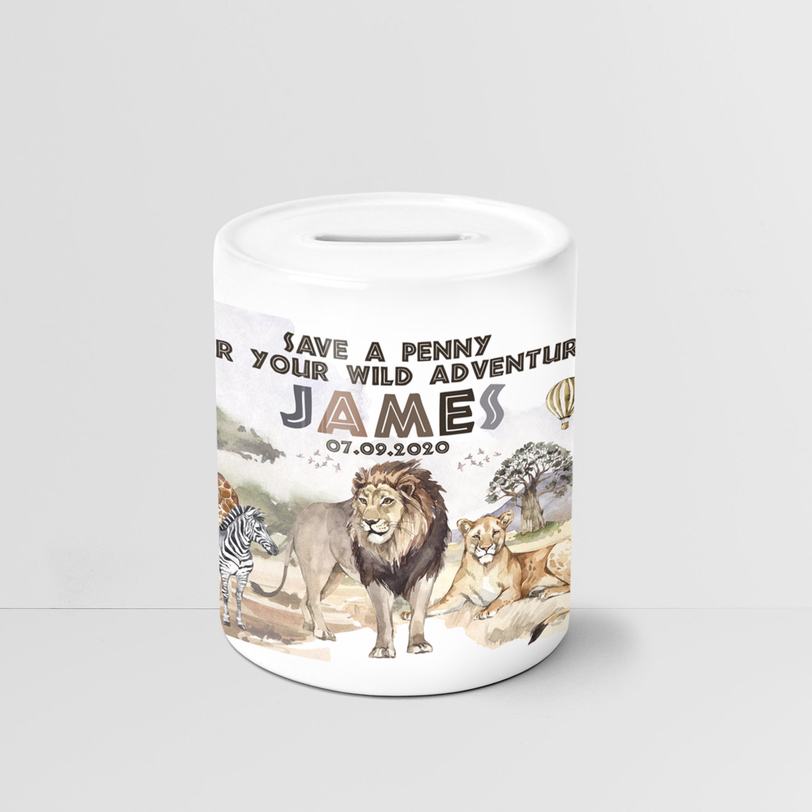 Personalised Ceramic Money Box/ Piggy Bank - Birth or Christening Gift ...