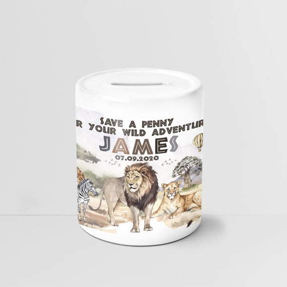 Personalised Ceramic Money Box/ Piggy Bank Birth or - Etsy