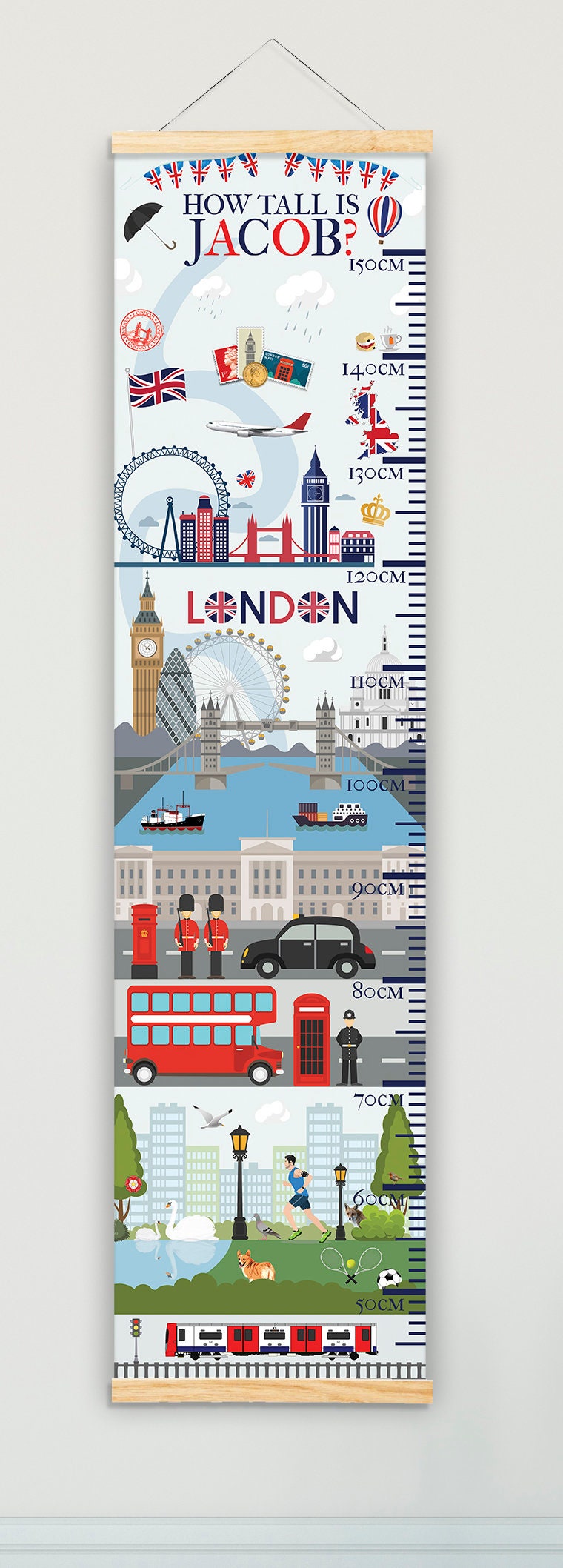 London UK Personalised Height/ Growth Chart Beautiful - Etsy