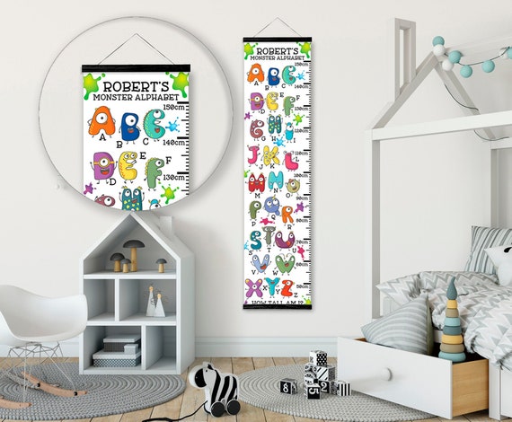 Personalised Height/ Growth Chart Monster Alphabet | Etsy