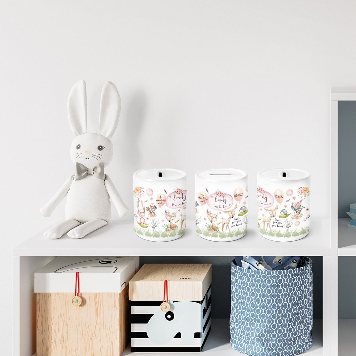 Personalised Ceramic Money Box/ Piggy Bank -birth or Christening Gift ...