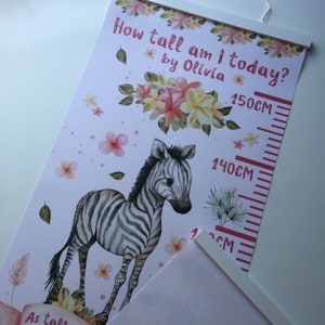 Personalised Height/ Growth Chart - Floral Zebras - Beautiful Nursery ...
