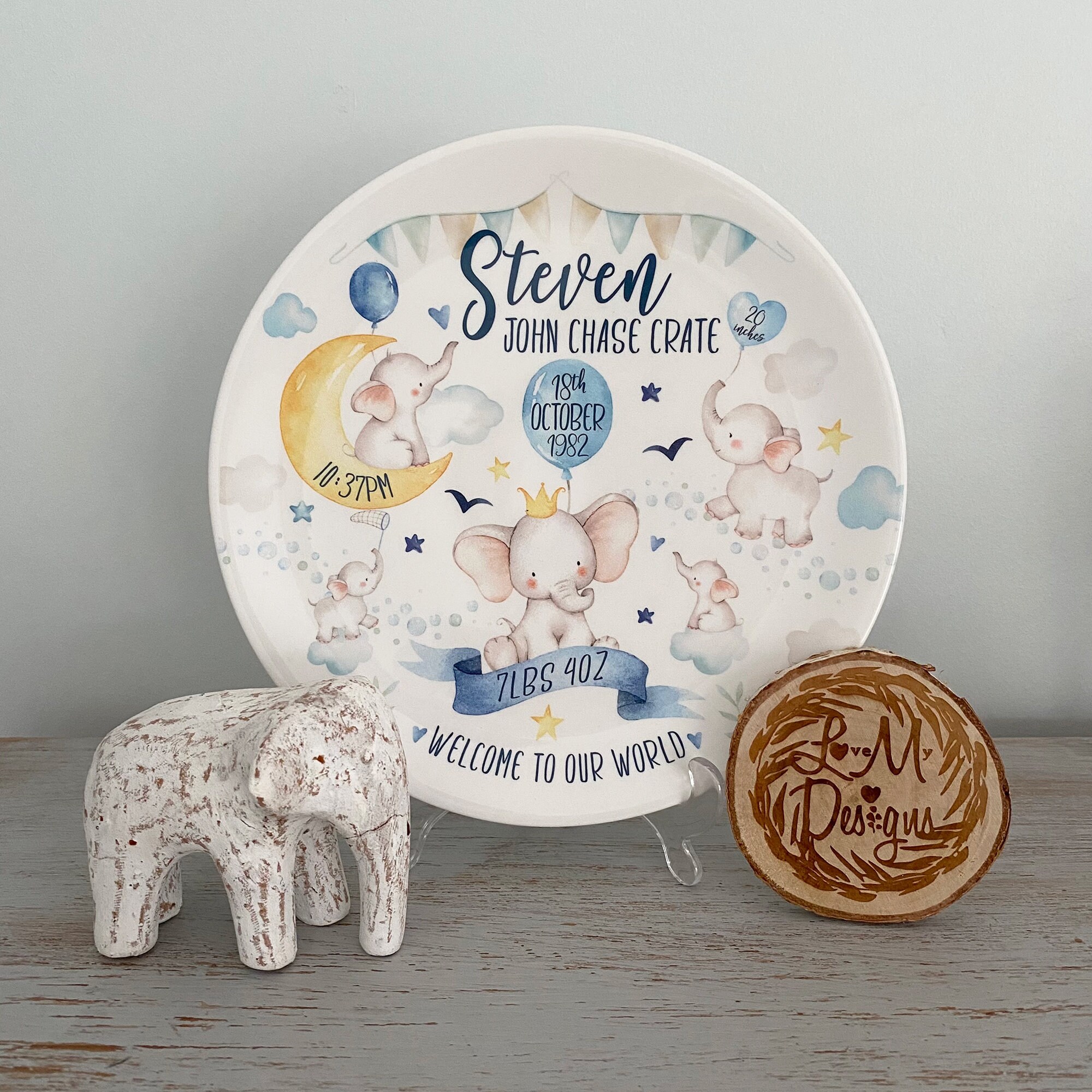 Personalised Birth or Christening Plate Watercolour | Etsy