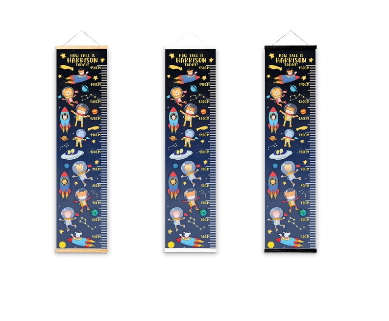 Personalised Height/ Growth Chart - Space Animals - Beautiful Nursery ...