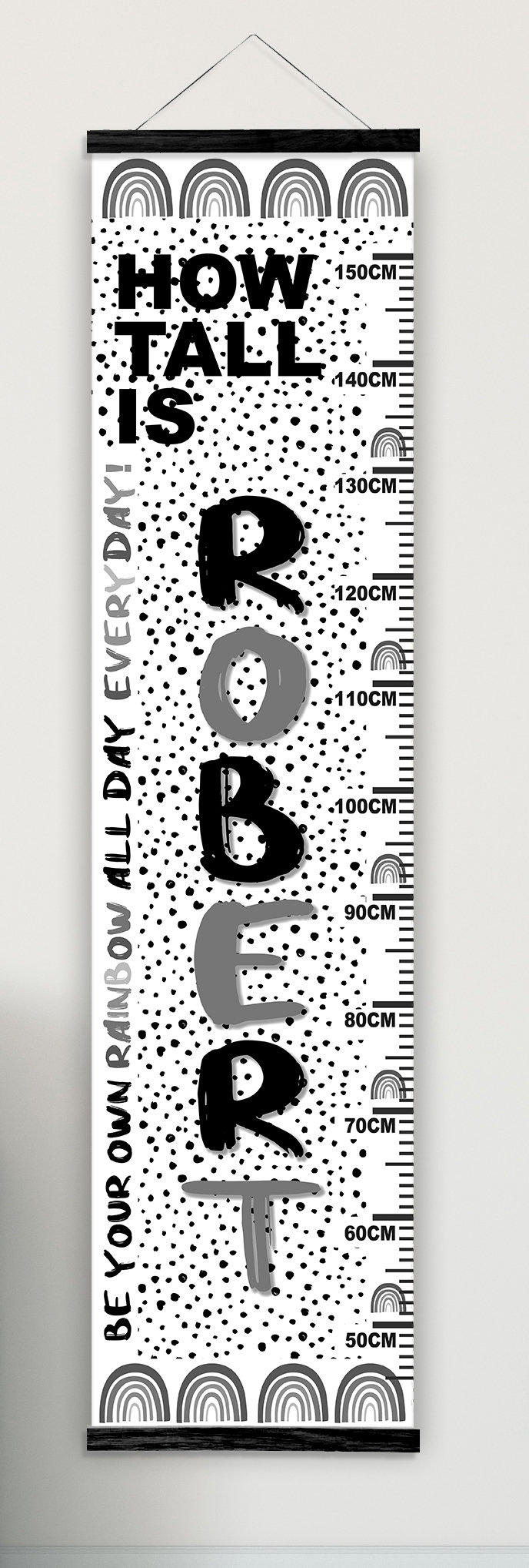 Personalised Height/ Growth Chart Dots Dotty Rainbow BW | Etsy