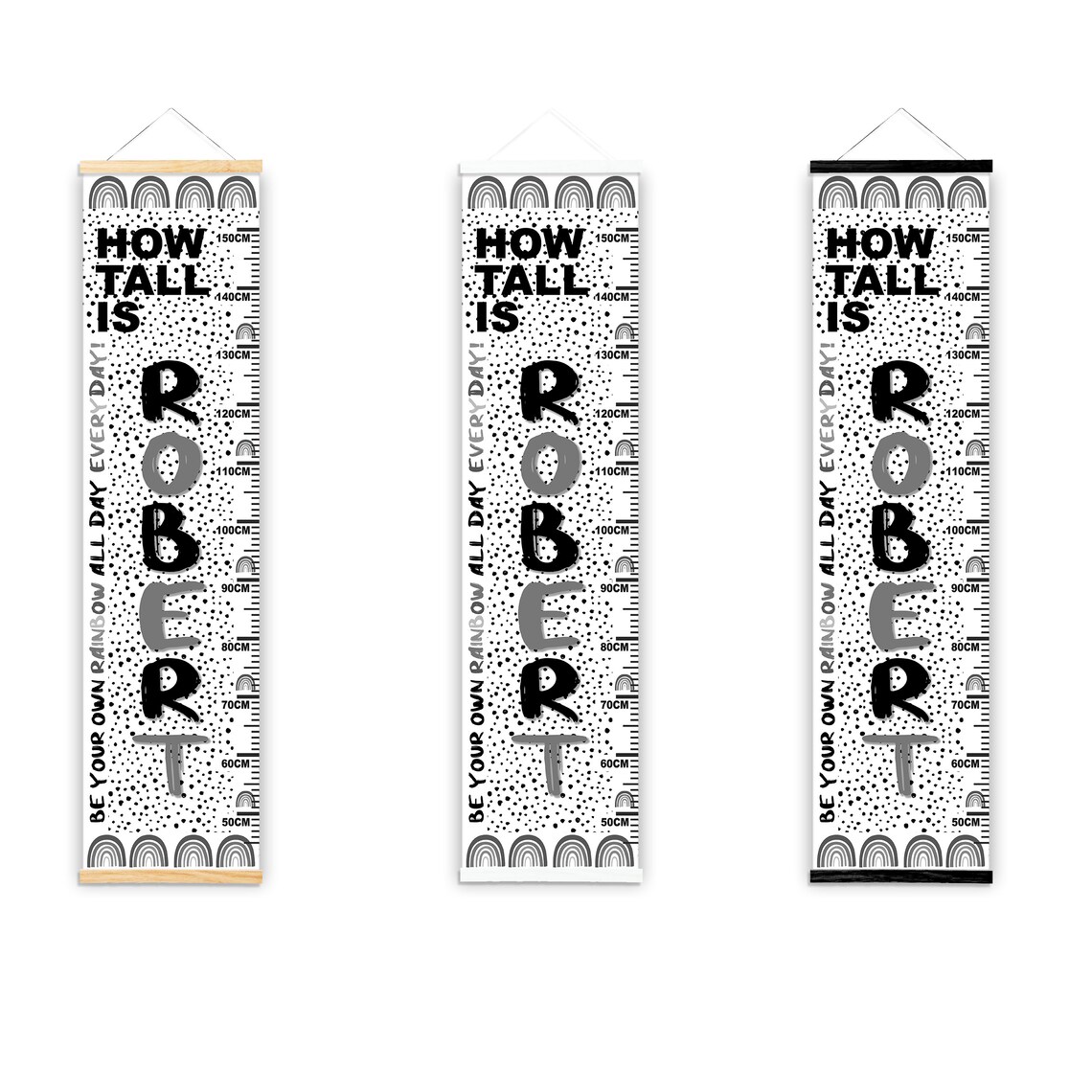 Personalised Height/ Growth Chart dots Dotty Rainbow BW | Etsy