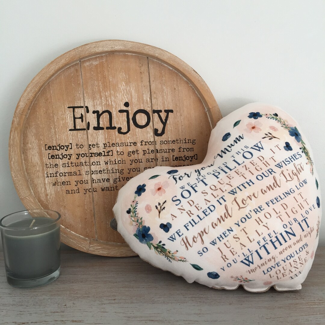 Personalised Luxury Suede Heart Cuddle Cushion Pillow- With a Beautiful ...