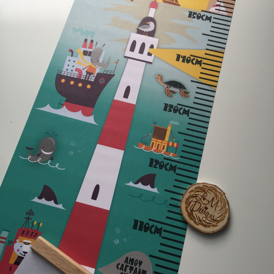Personalised Height/ Growth Chart - Lighthouse at Sea - Beautiful ...