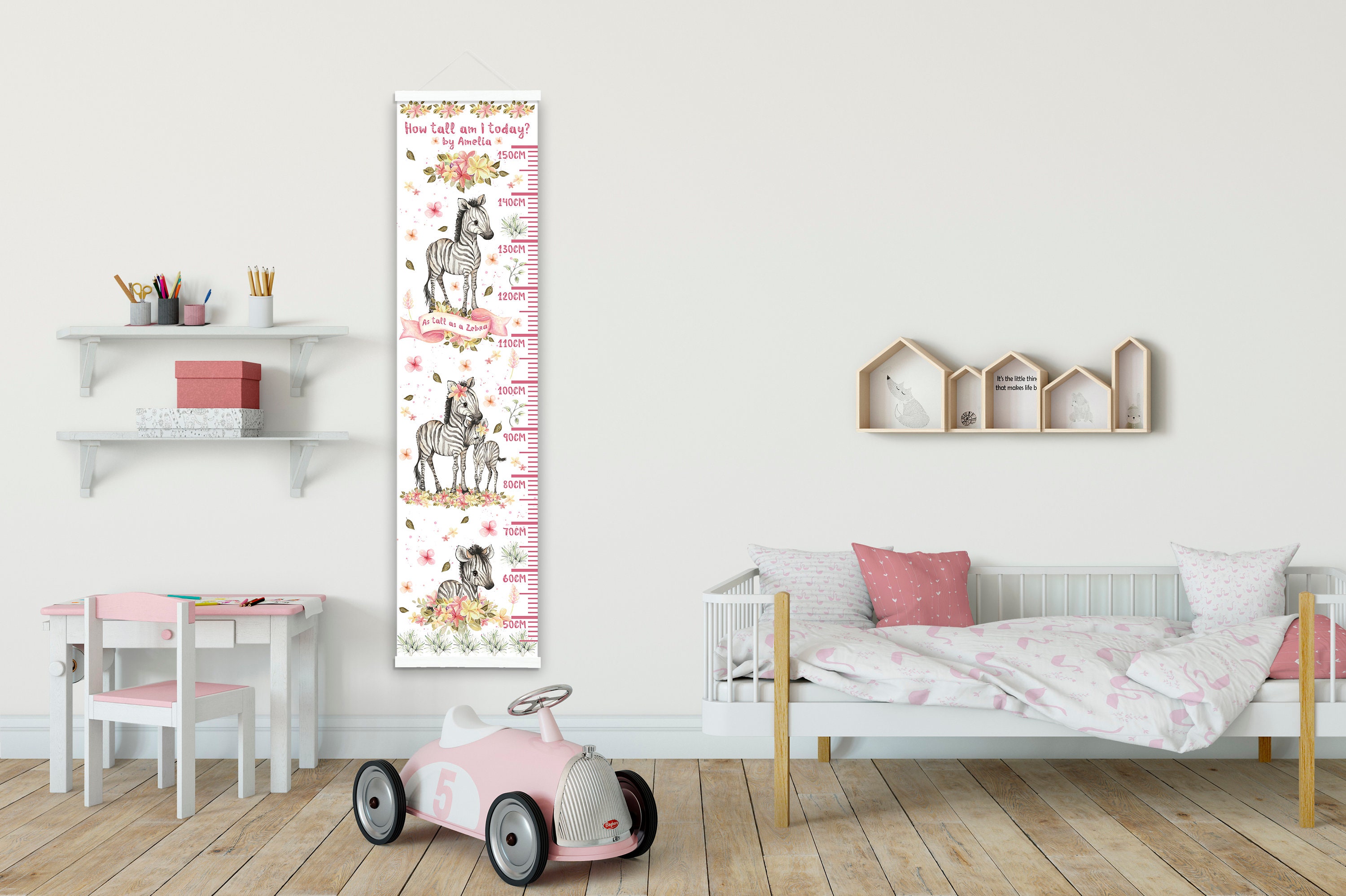 Personalised Height/ Growth Chart Floral Zebras Beautiful | Etsy