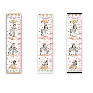 Personalised Height/ Growth Chart - Floral Zebras - Beautiful Nursery ...