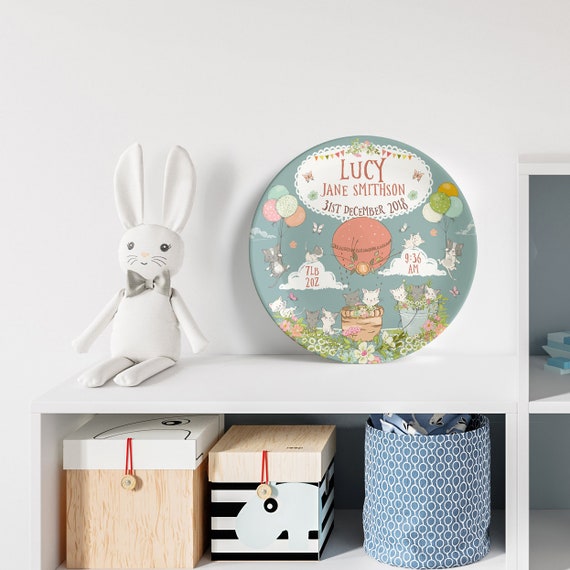 Personalised Birth or Christening Plate Kittens and Cats | Etsy