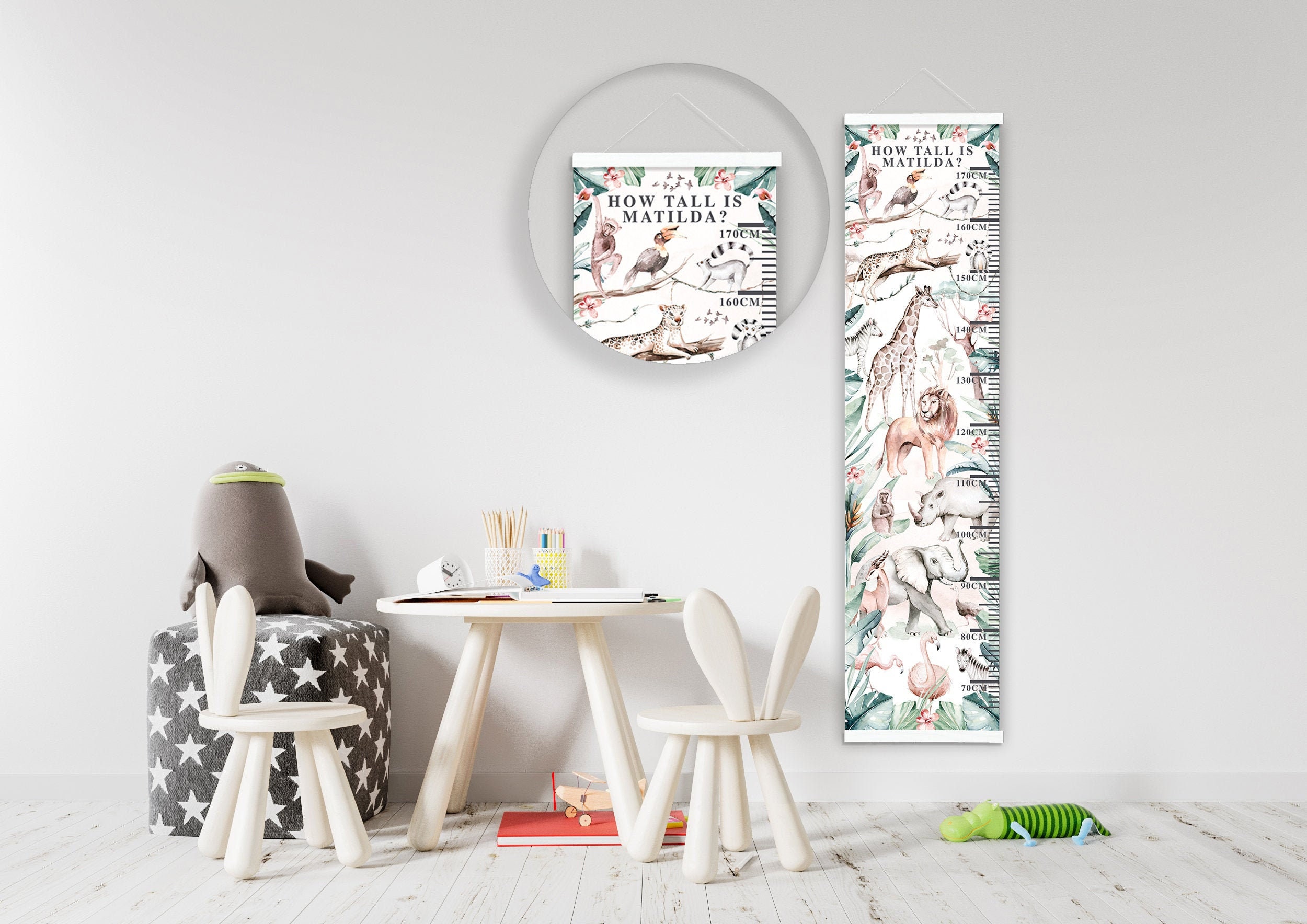 Personalised Height/ Growth Chart Watercolour Safari | Etsy