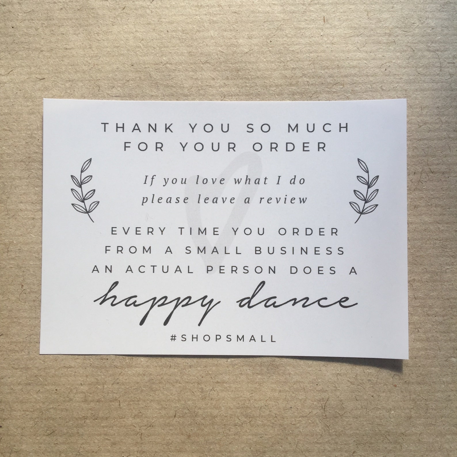 A7 Size Thank You for Your Order Cards X50 Printed on Glossy 130gsm ...
