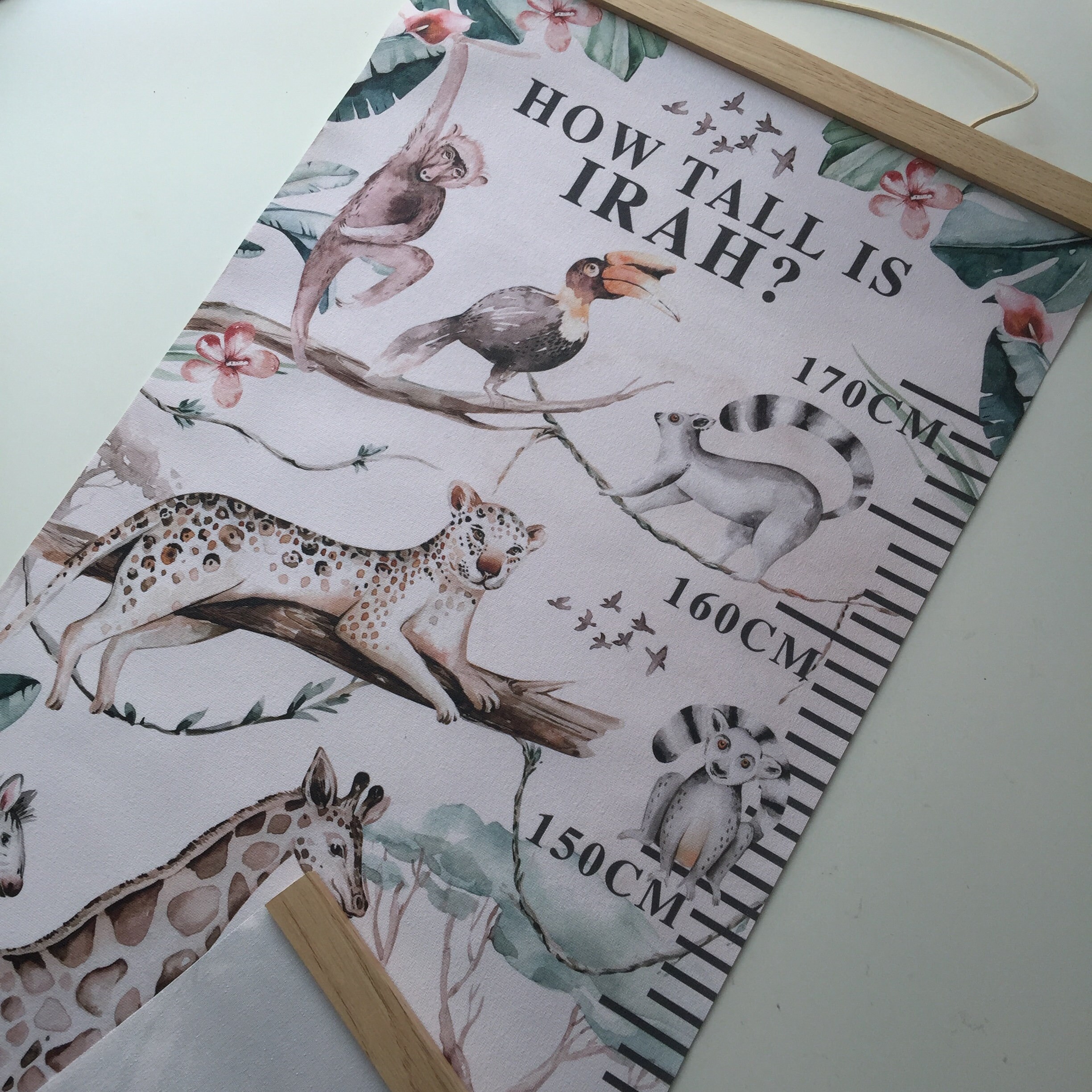 Personalised Height/ Growth Chart - Watercolour Safari - Beautiful ...