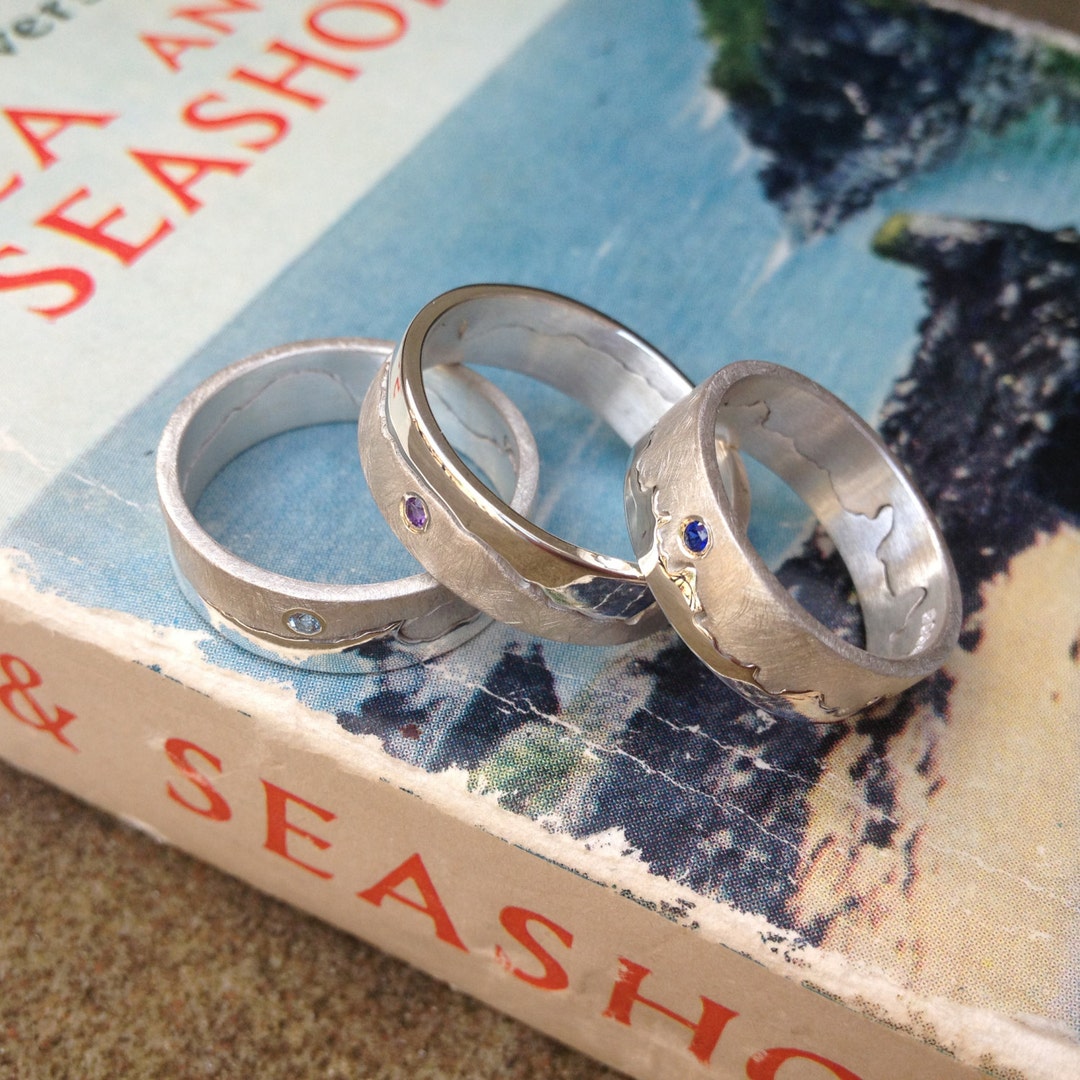 Personalised Gemstone Coastline Ring | Sapphire Ring | Coast Ring | Map ...