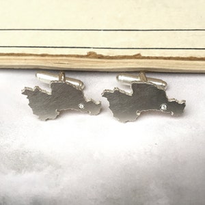 Custom Diamond Coastal Outline Cufflinks | Diamond Cufflinks | Map ...