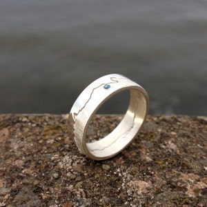 Personalised Gemstone Coastline Ring | Sapphire Ring | Coast Ring | Map ...