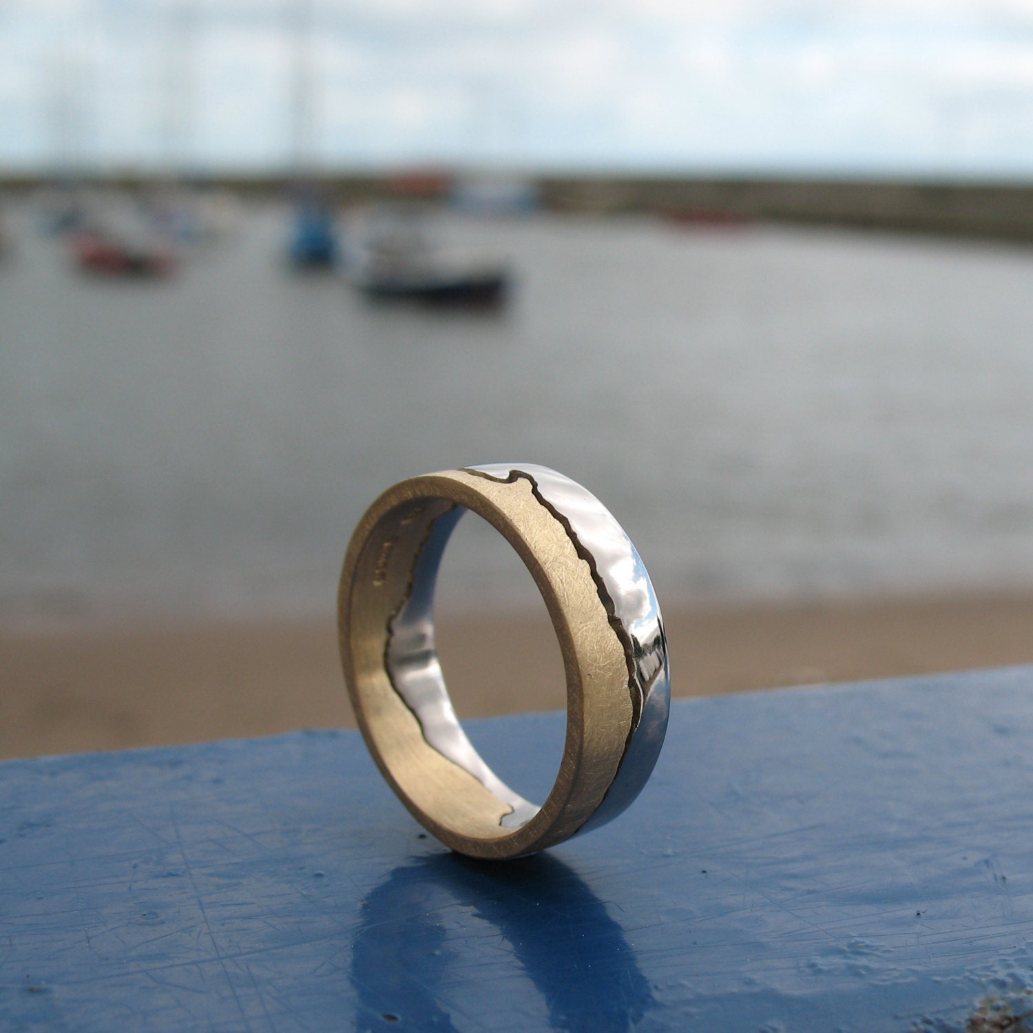 Two Tone Gold Coastline Ring Coast Ring Map Jewellery - Etsy UK
