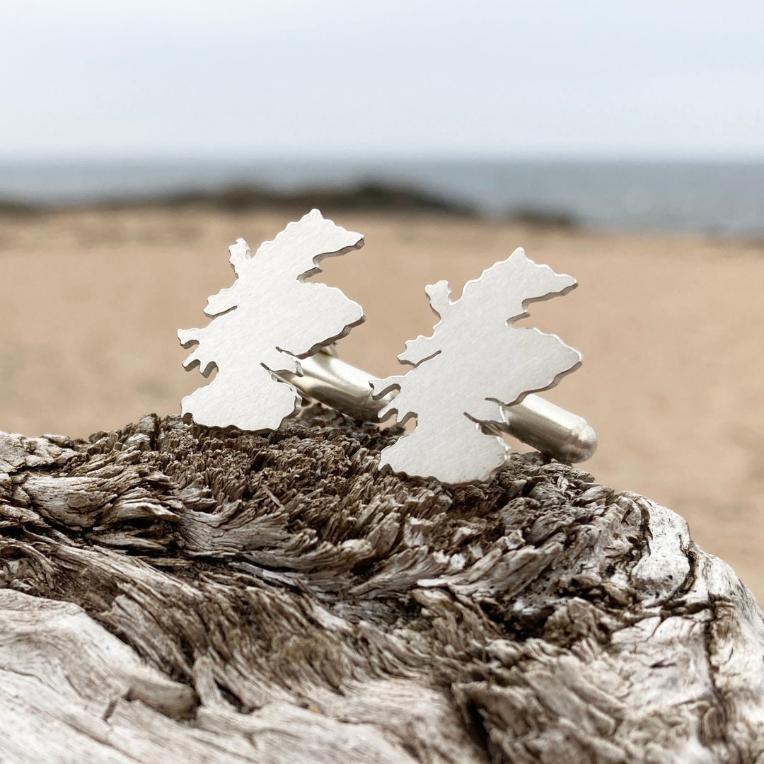 Handmade Silver Map Cufflinks: Personalised Country Outline Jewellery ...