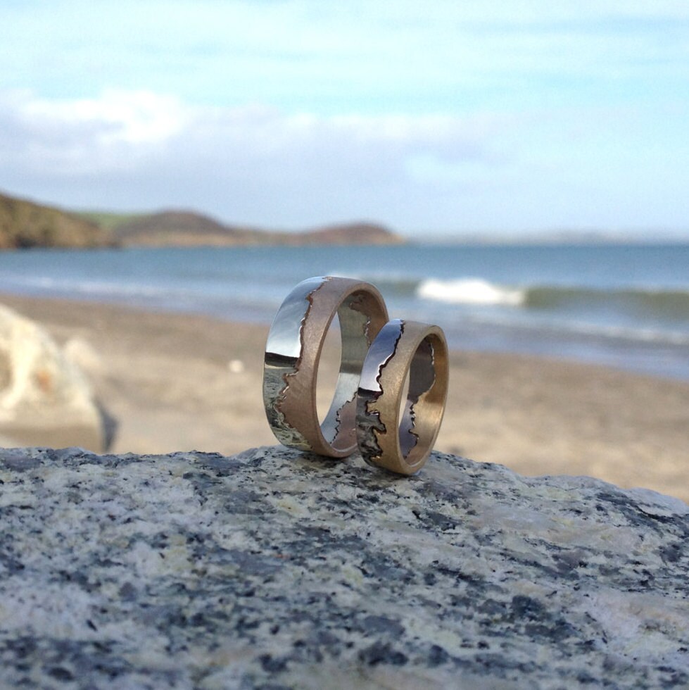 Two Tone Gold Coastline Ring Coast Ring Map Jewellery - Etsy UK