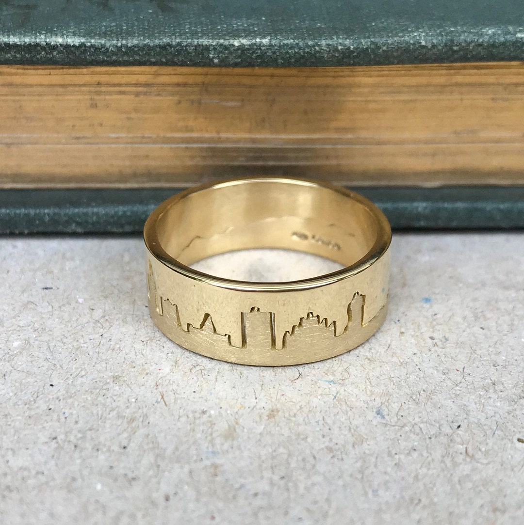 Gold City Skyline Ring 18ct Yellow Gold Ring Cityscape - Etsy