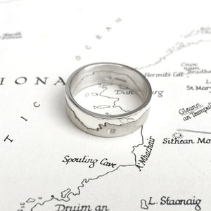 Handmade Diamond Coastline Map Ring: Black or White Diamond | Choose ...
