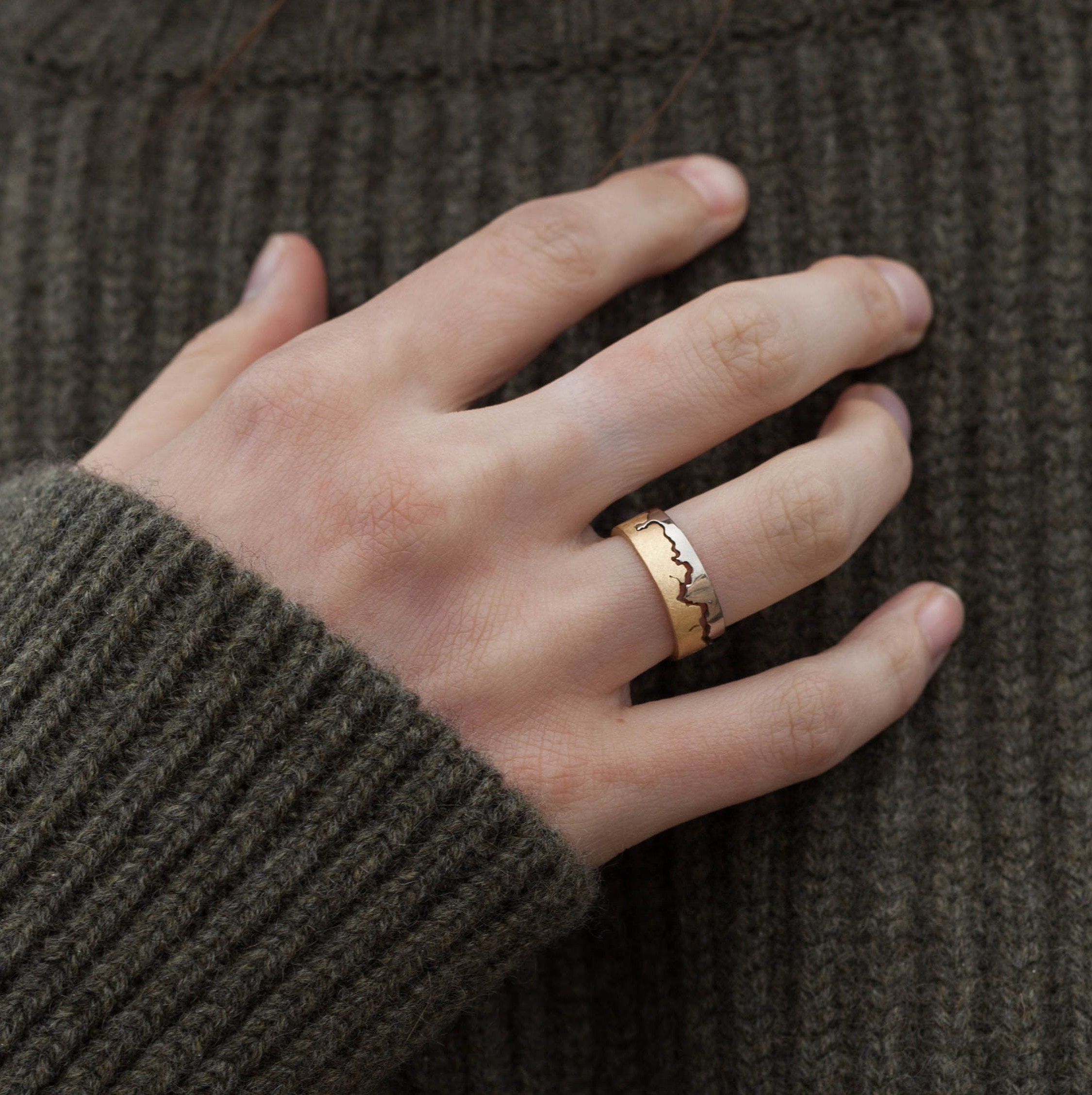 Two Tone Gold Coastline Ring Coast Ring Map Jewellery - Etsy UK