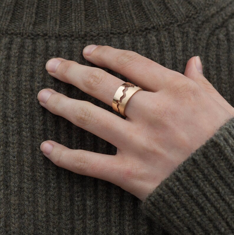 Handmade 9ct Yellow Gold Coastline Ring: Custom Map Wedding Band - Etsy