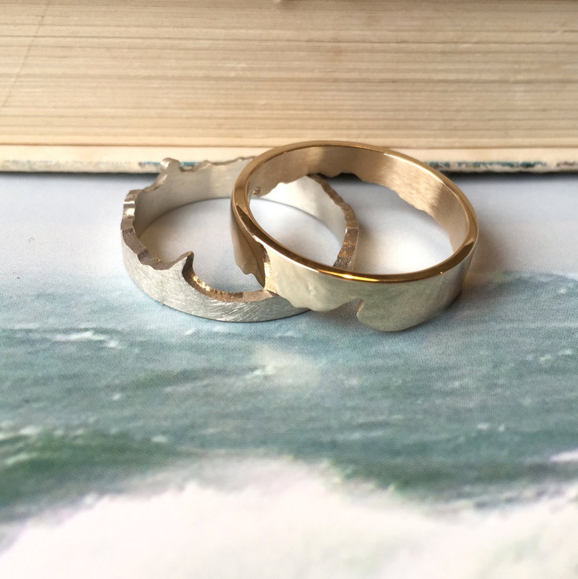 Two Tone Gold Coastline Ring Coast Ring Map Jewellery - Etsy UK