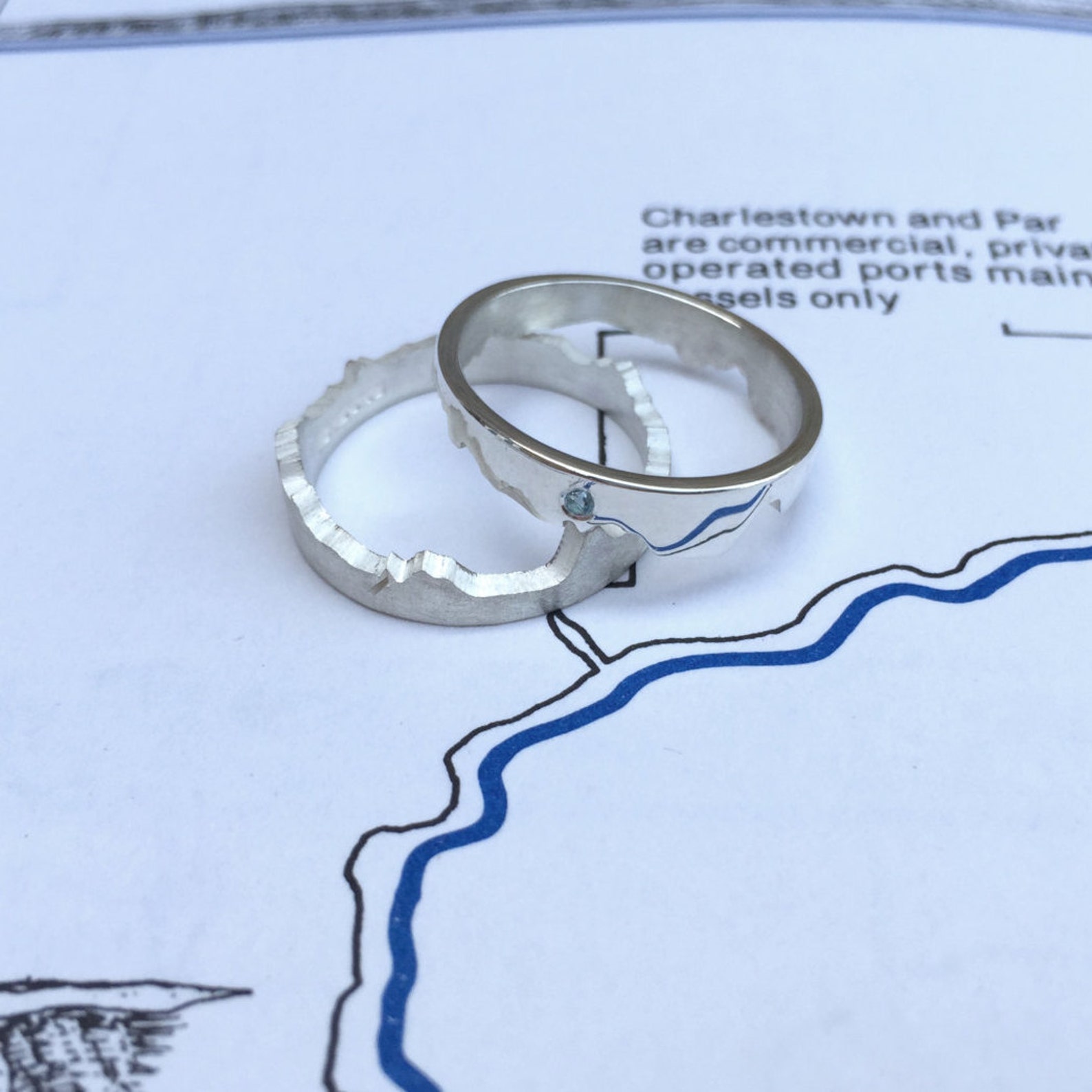 Personalised Gemstone Coastline Ring Sapphire Ring Coast - Etsy