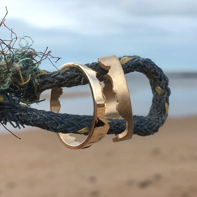 Handmade 9ct Yellow Gold Coastline Ring: Custom Map Wedding Band - Etsy