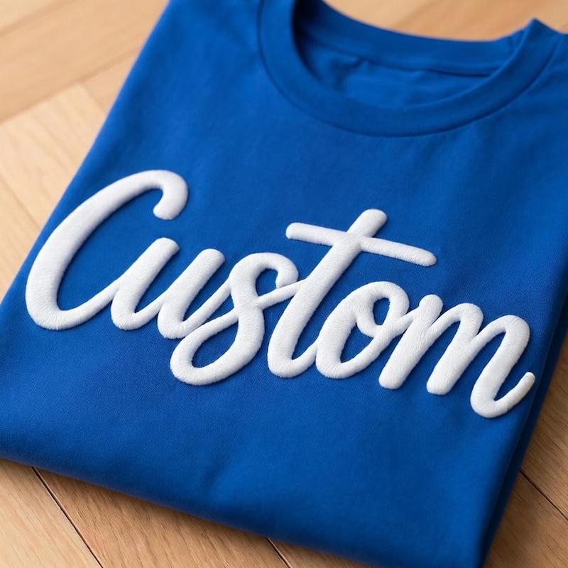 White Tshirt Blue Writing - Etsy