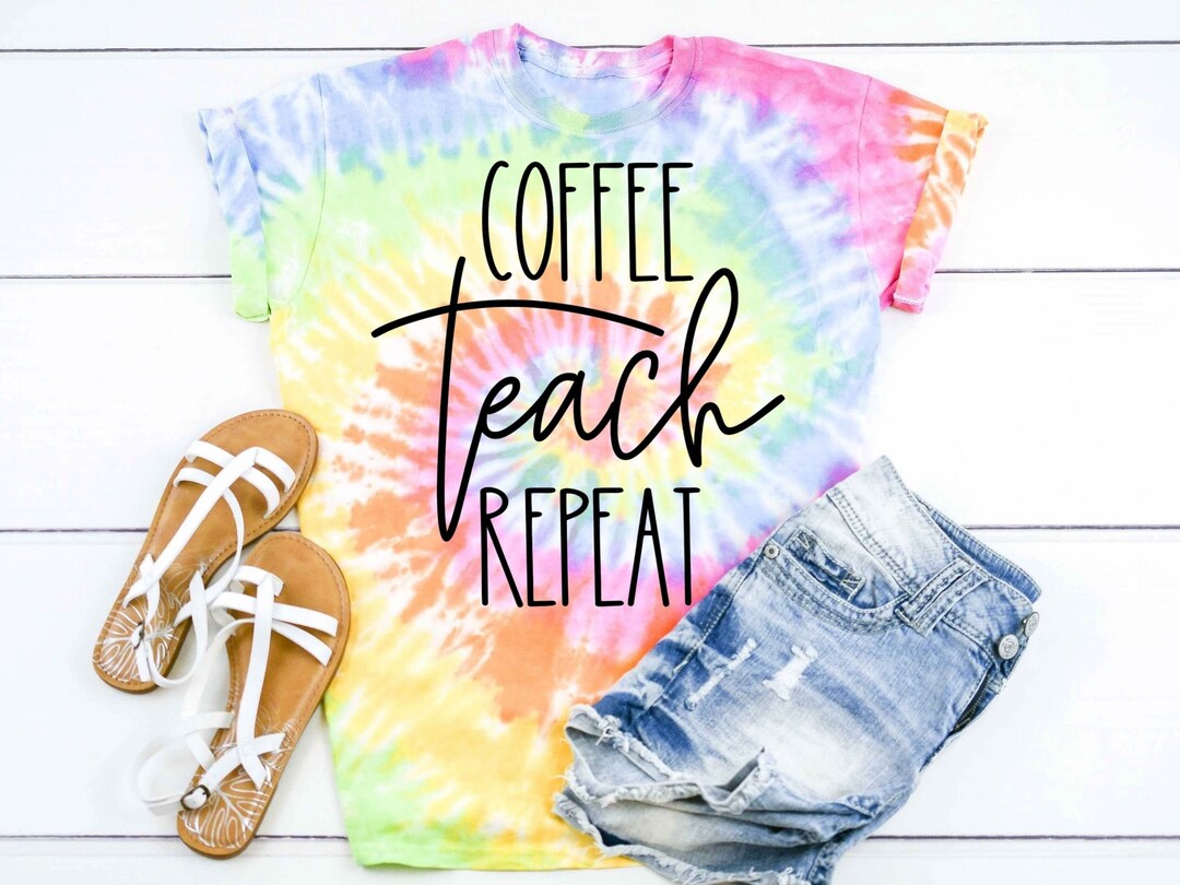 Funny Back to School Shirt Teacher Shirts, Coffee Teach Repeat, Teacher ...
