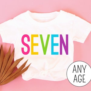 Seven Birthday Shirt Girl, 7th Birthday Tshirts, Seven Year Old ...