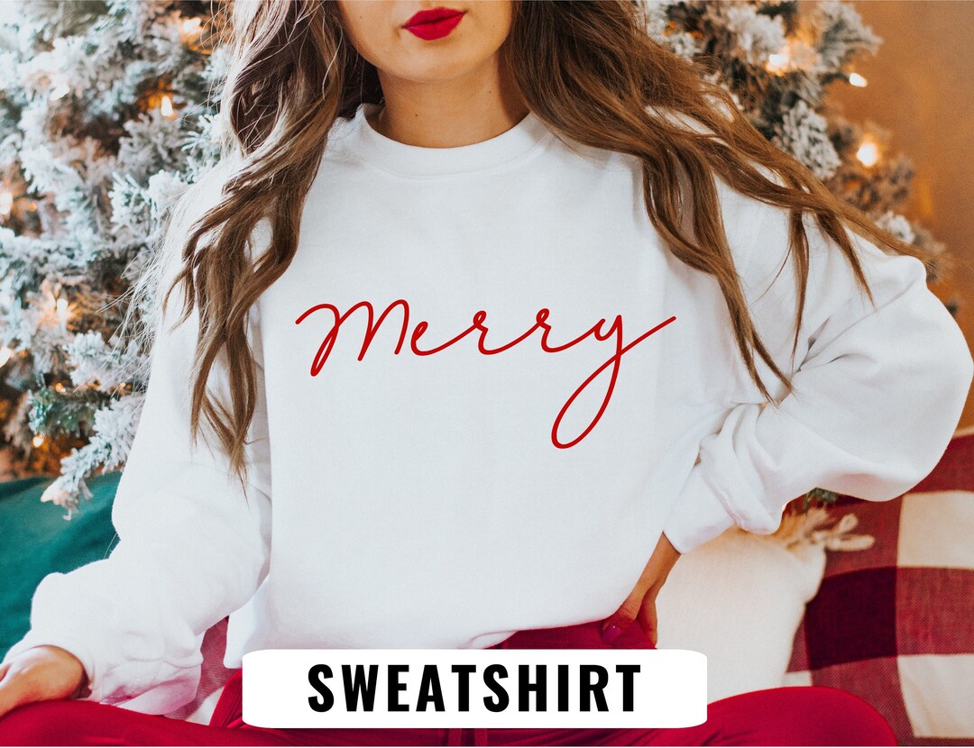 Merry Sweatshirt, Merry Christmas Shirt for Women, Christmas Crewneck ...