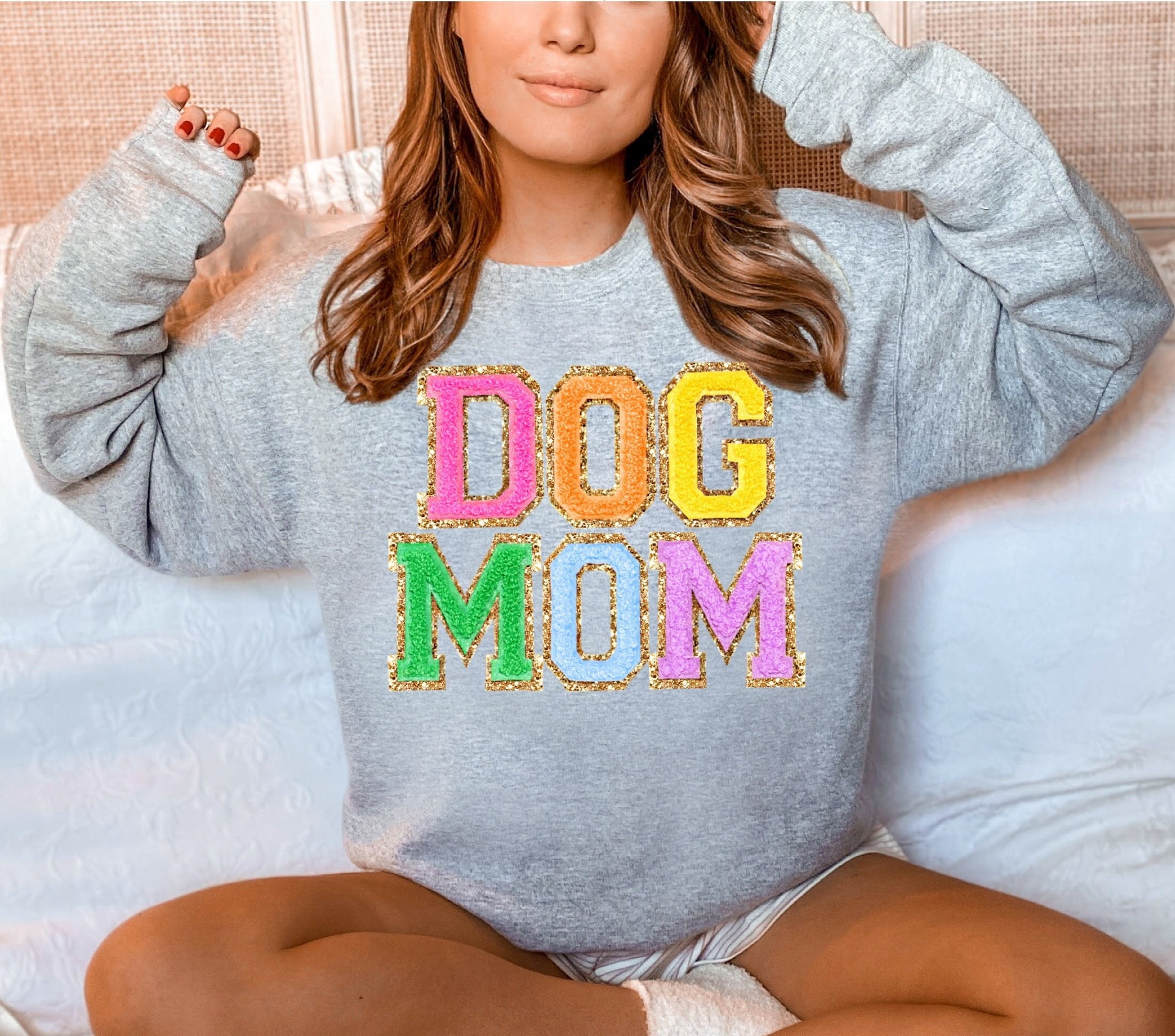 Dog Mom Sweatshirt. Chenille Patch Sweatshirt, Dog Mom Tshirts, Dog ...