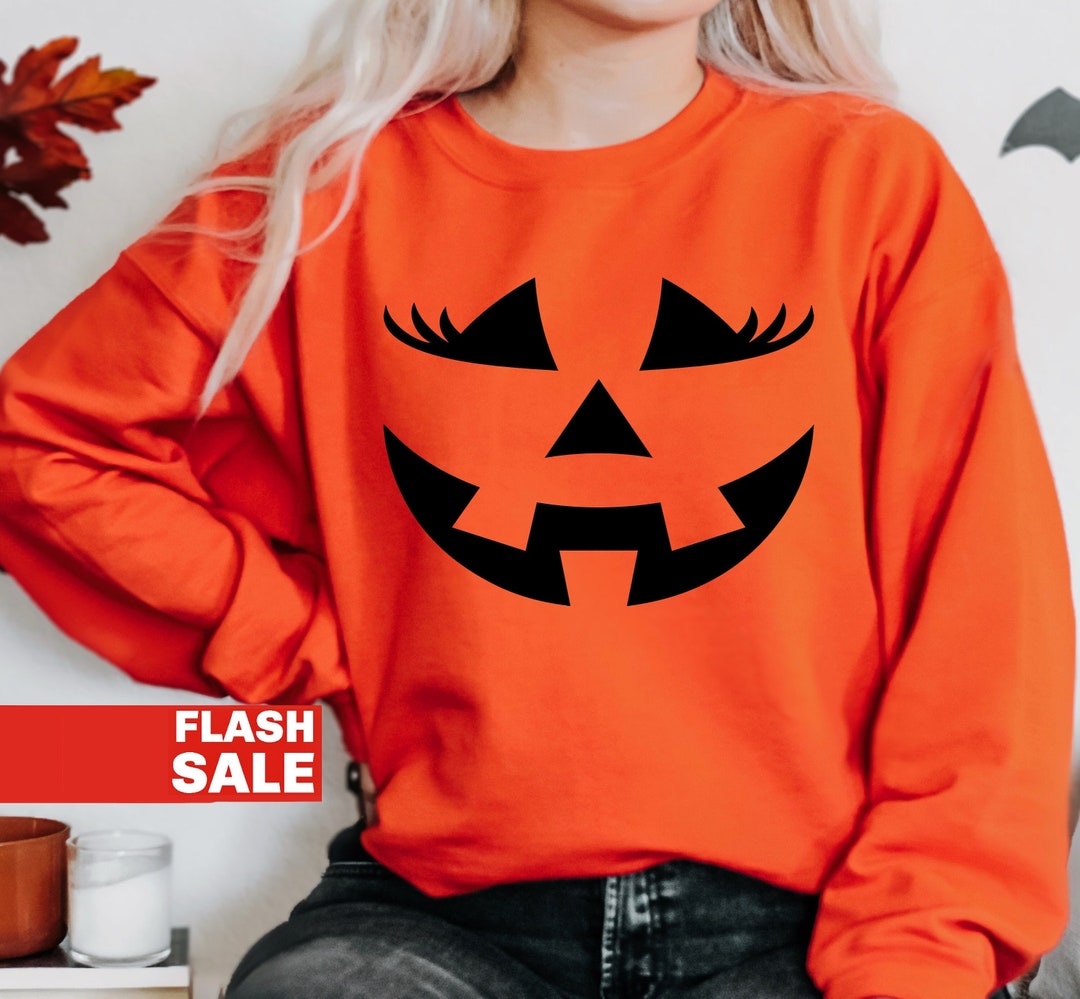 Womens Jack-o-lantern Shirt, Pumpkin Face Sweatshirt Jackolantern Funny ...