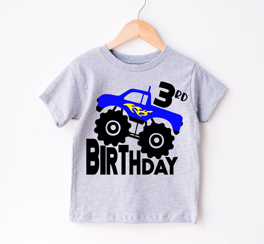 Monster Truck 3rd Birthday Shirt Boy, Third Birthday Shirt, Three T Shirt, Boys 3 T-shirt, Boy ...