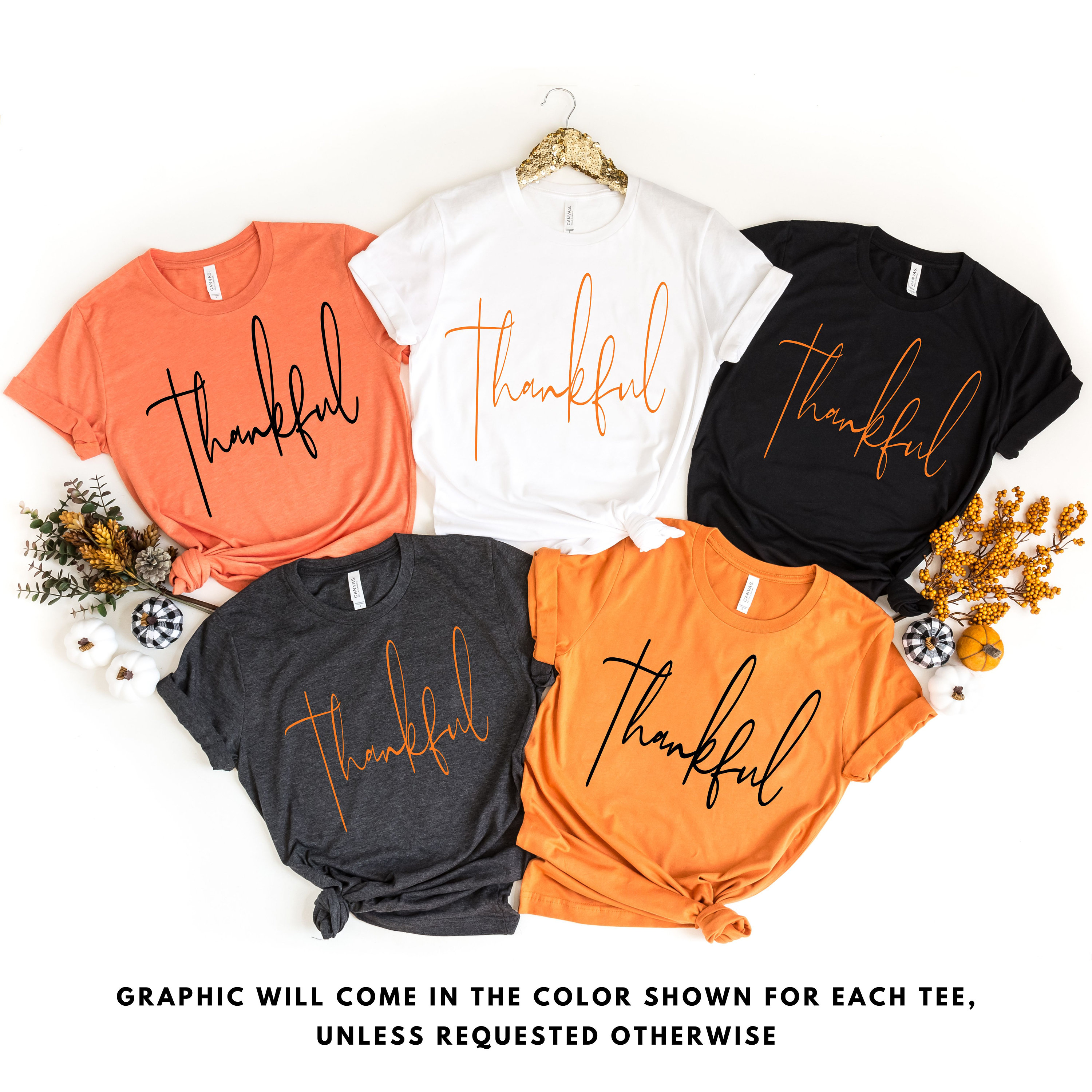 Thankful Thanksgiving Shirt- Cute Fall Tshirts for Women, Thanksgiving ...