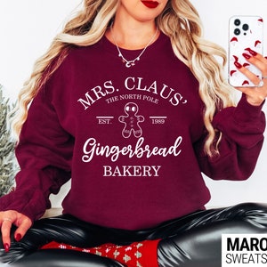 Santa Claus Gingerbread Christmas Sweatshirt, Women Christmas Shirt ...
