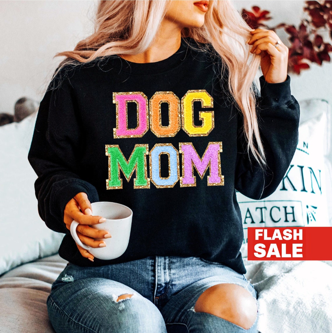 Dog Mom Sweatshirt. Chenille Patch Sweatshirt, Dog Mom Tshirts, Dog ...