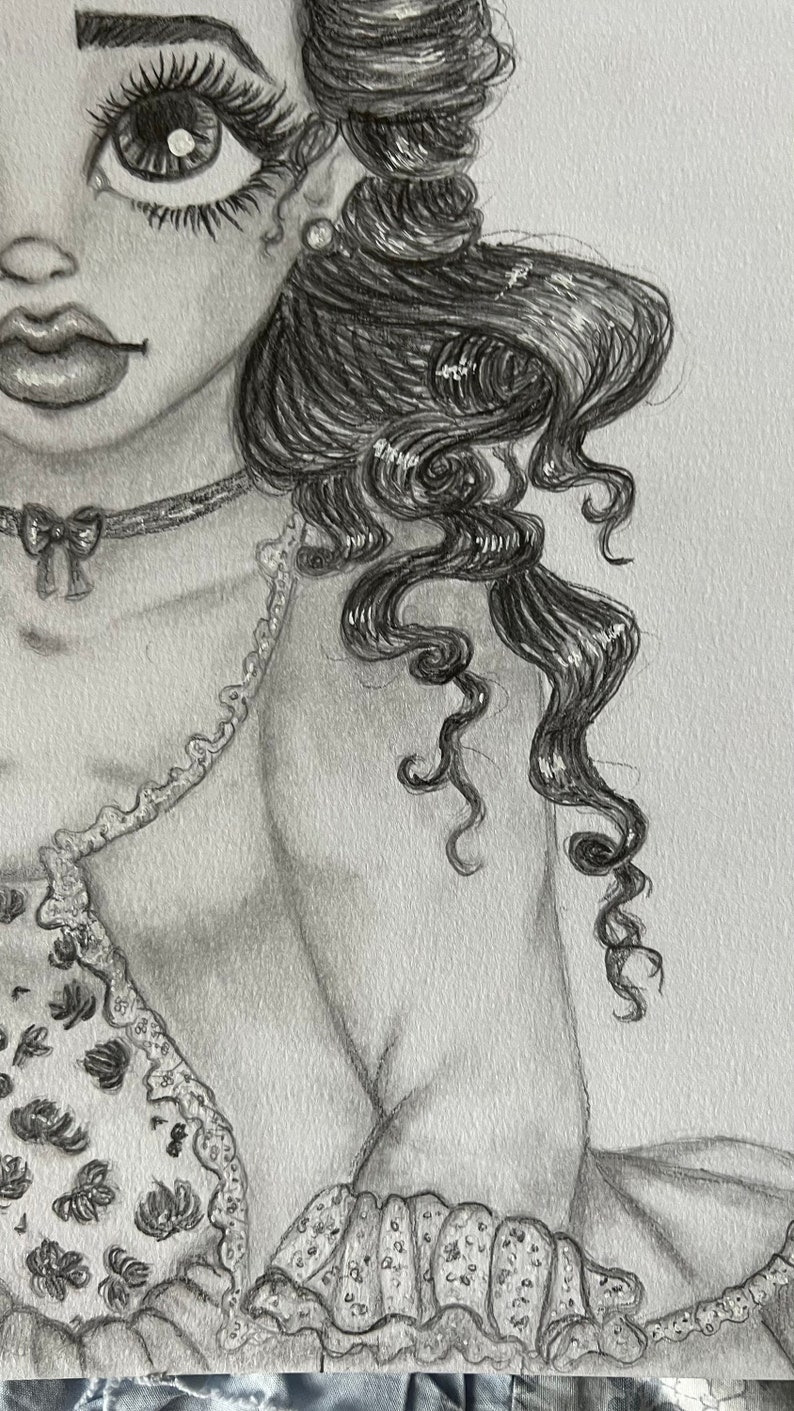 Original Pencil Art Wall Art Pencil Drawing Rococo Art Historical Art ...