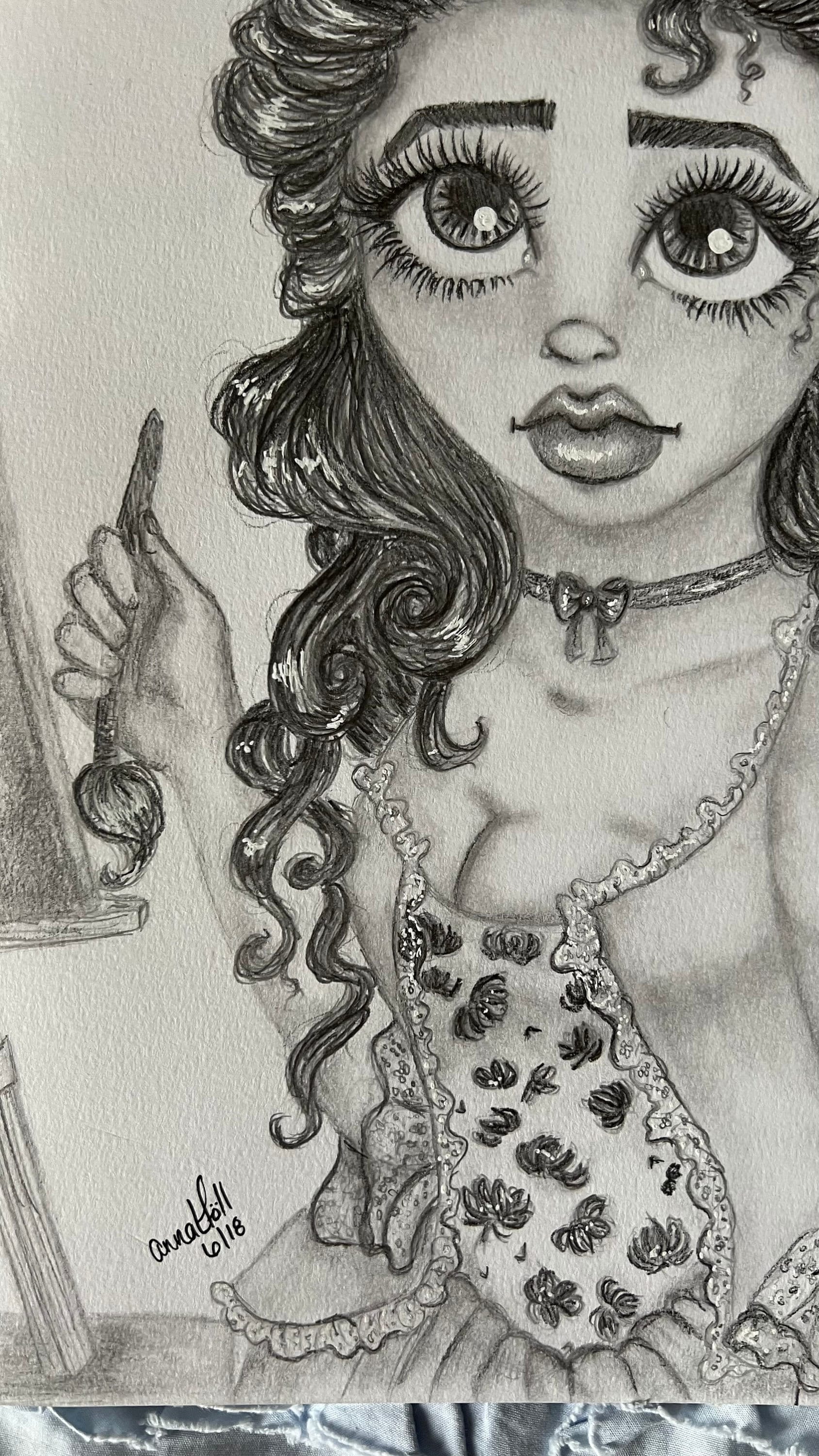 Original Pencil Art Wall Art Pencil Drawing Rococo Art Historical Art ...