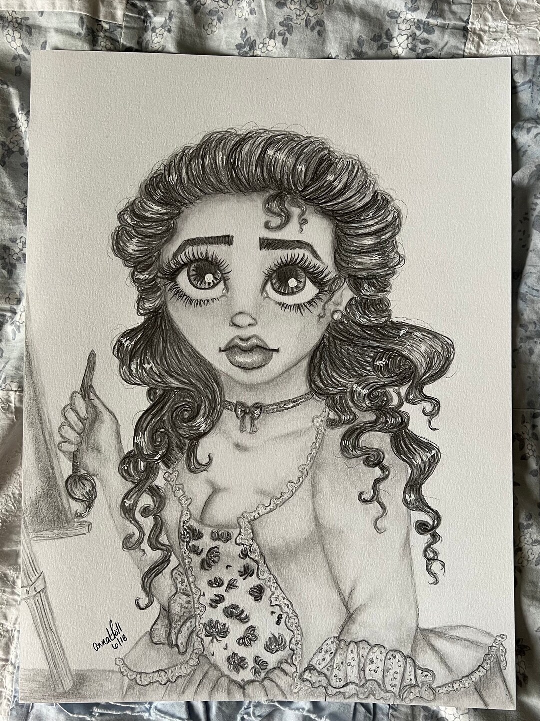 Original Pencil Art Wall Art Pencil Drawing Rococo Art Historical Art ...