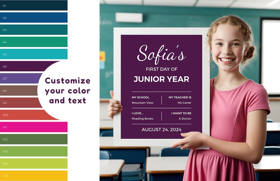 First Day of Junior Year Sign Prop, Back to School Personalized, DIY ...