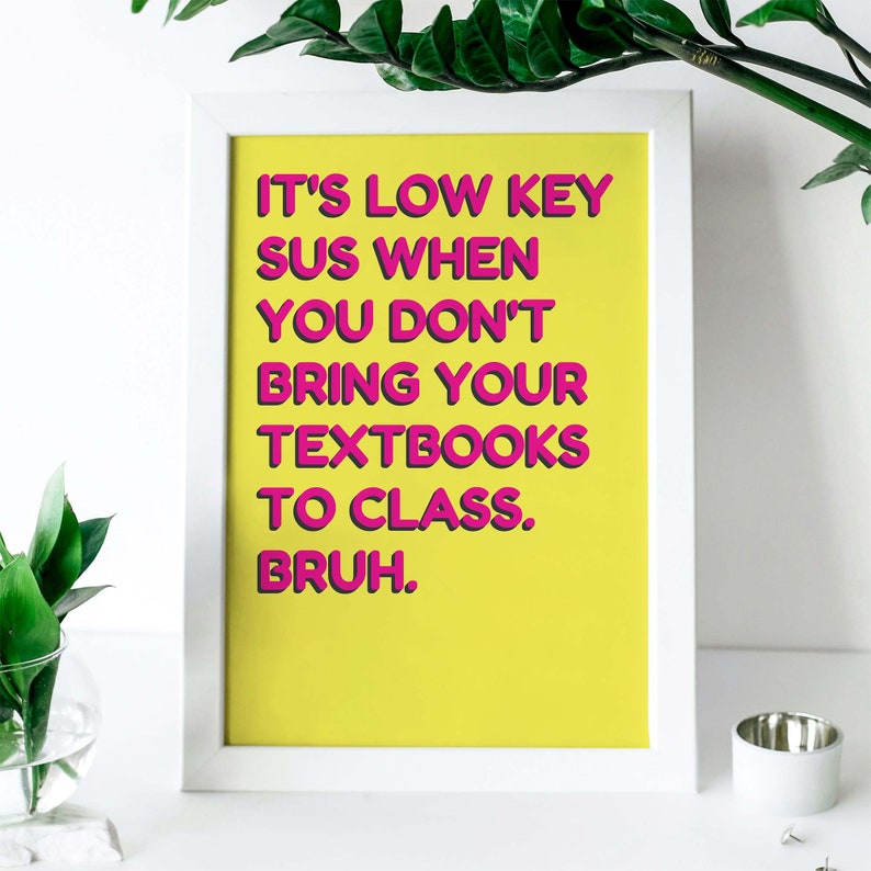 Its Low-key Sus, Funny Classroom Poster Printable Wall Art Sign ...