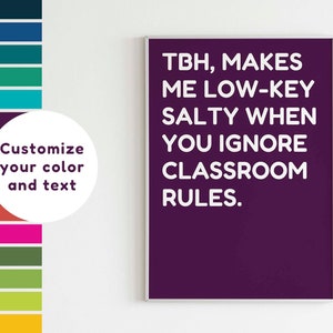 TBH Lowkey Salty, Funny Classroom Poster Printable Wall Art Sign ...