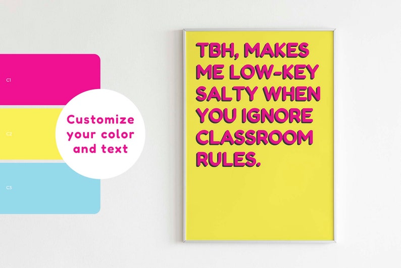 TBH Lowkey Salty, Funny Classroom Poster Printable Wall Art Sign ...