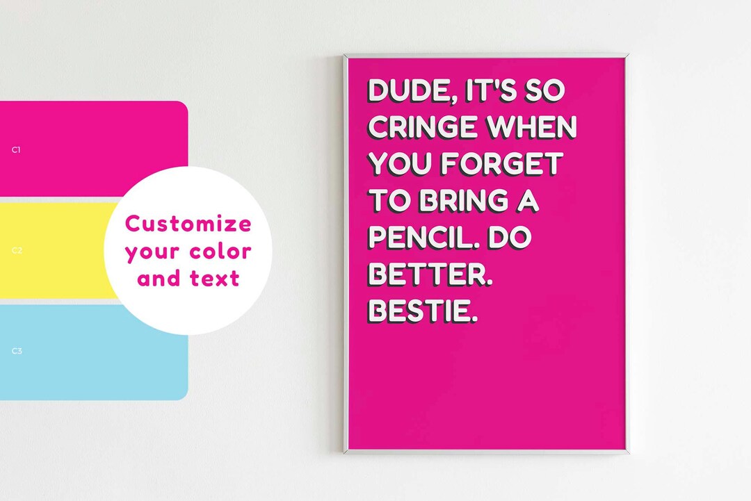 It's so Cringe, Funny Classroom Poster Printable Wall Art Sign, English ...