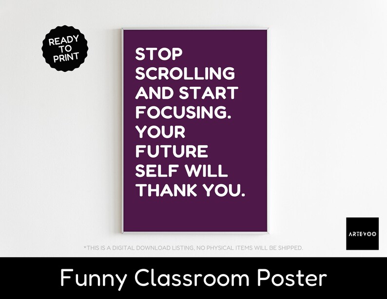 Funny Classroom Posters Bundle, Printable Wall Art Sign for English ...